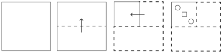 A square sheet of paper is folded along the dotted