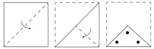 A square sheet of paper is folded along the dotted