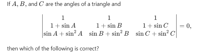 What is the determinant of the matrix?\(\left( {\begin{array}{*{20}{c}} x&y&{y + {\rm{\;}}z}\\ z ...