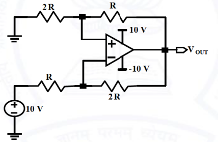 In the circuit shown below, the output voltage V O U T V OUT is ________ V.