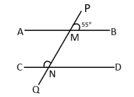 Two parallel lines AB || CD are cut by a transvers